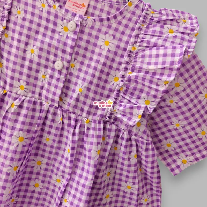 Purple Daisy Premium Cotton Top-Set M7T2 - Muniba & Mom